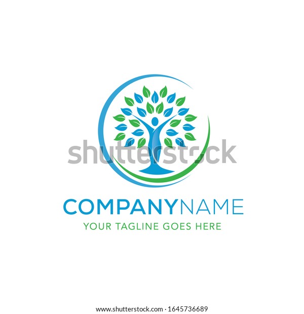 Human Tree Icon Green Leaves Logo Stock Vector (Royalty Free ...
