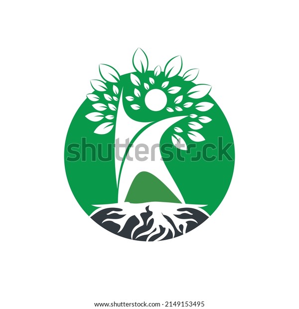 Vektor Stok Human Tree Roots Vector Logo Design (Tanpa Royalti ...