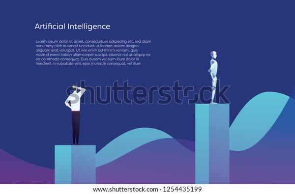 Human Versus Artificial Intelligence Vector Concept Stock Vector ...