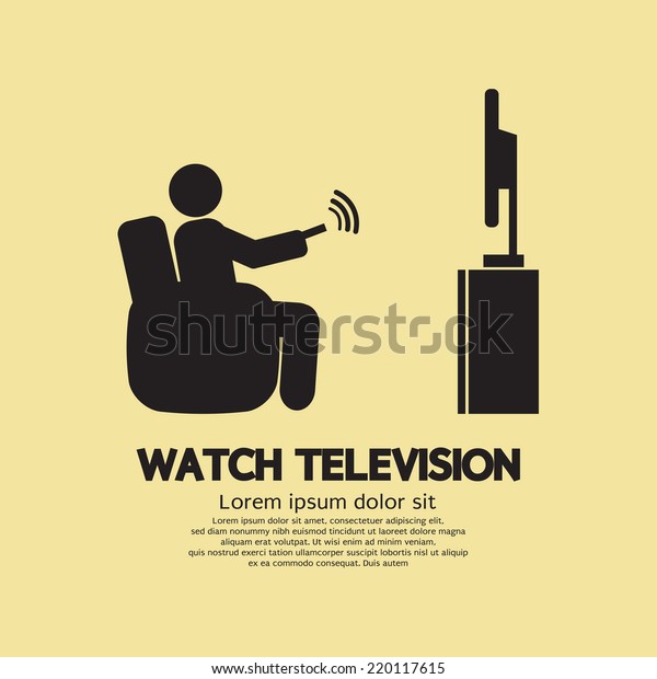 Human Watching Television Symbol Vector Illustration Stock Vector ...