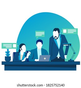 Human Work Flat Illustration Blue Stock Vector (Royalty Free) 1825752140