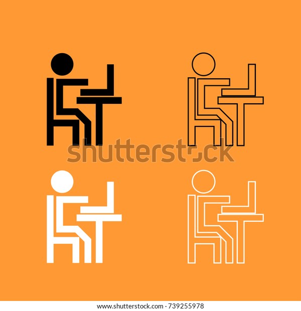 Human Working Laptop Black White Set Stock Vector (Royalty Free ...