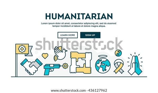 Humanitarian Colorful Concept Header Flat Design Stock Vector (Royalty ...