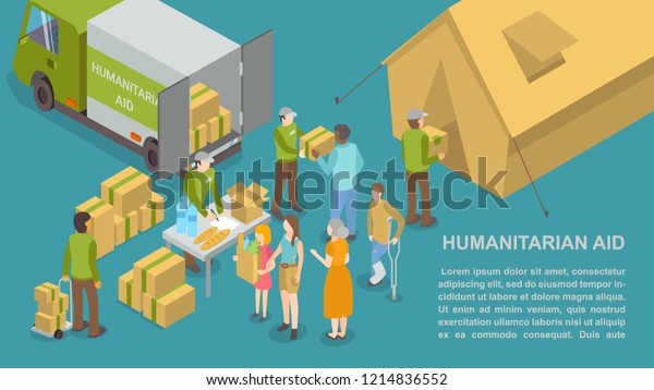 Ayuda humanitaria y ayuda para personas afiche con el vector de ejemplo ...