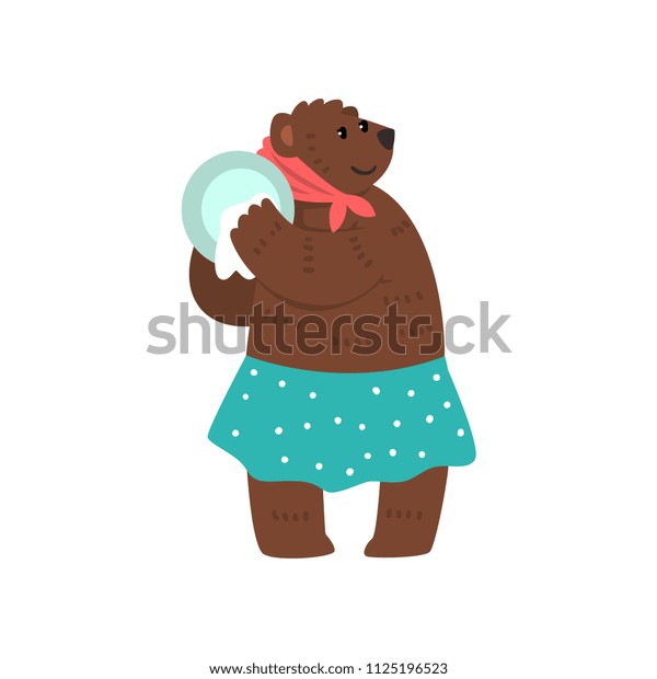 Humanized Female Bear Character Dressed Human Stock Vector (Royalty ...