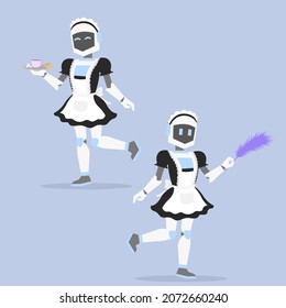 Humanoid Robot Doing Housework Maids Dress Stock Vector (Royalty Free ...