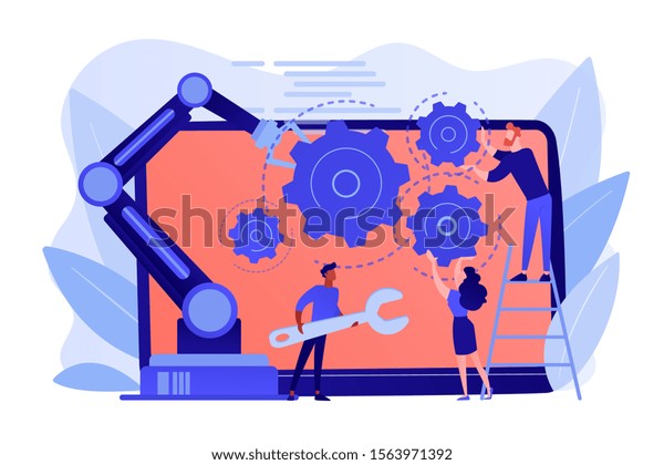 Humans Cobot Robotic Arm Collaborate Laptop Stock Vector (Royalty Free ...