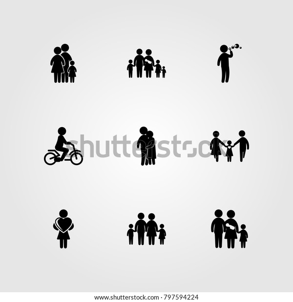 Humans Icon Set Vector Child Playing Stock Vector (Royalty Free ...