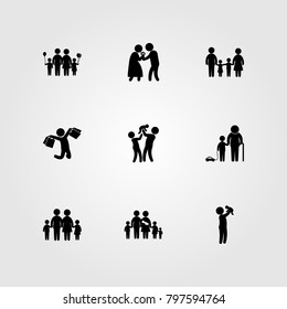 Humans Icon Set Vector Child Big: vector de stock (libre de regalías ...