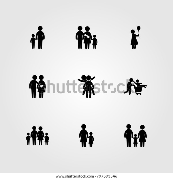 Humans Icon Set Vector Daughter Girl Stock Vector (Royalty Free ...