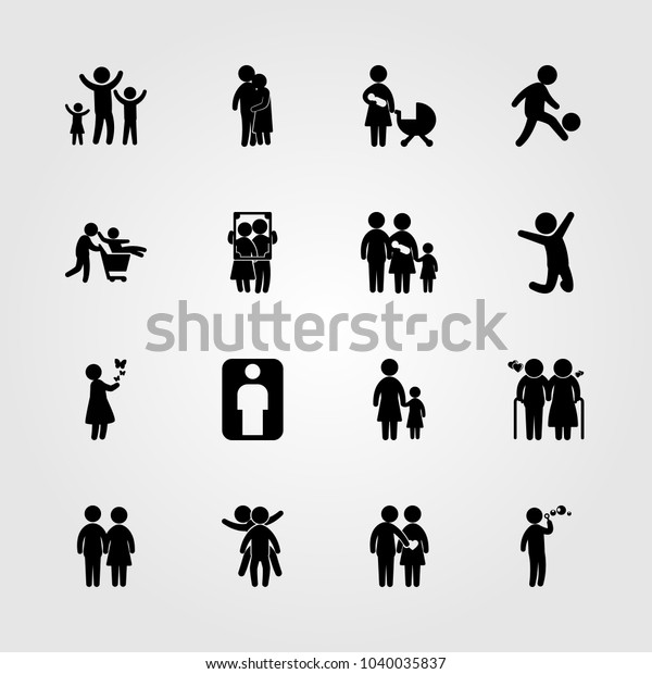 Humans Icons Set Vector Illustration Frame Stock Vector (Royalty Free ...