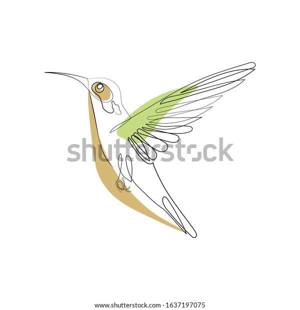 Hummingbird Continuous Line Flying Bird Logo 库存矢量图（免版税）1637197075 ...