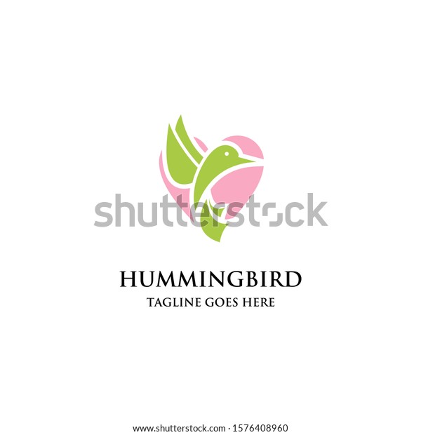 Hummingbird Fly Love Heart Shape Logo Stock Vector (Royalty Free ...