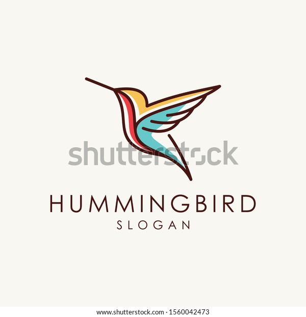 Hummingbird Logo Design Vector Full Line Stock Vector (Royalty Free ...