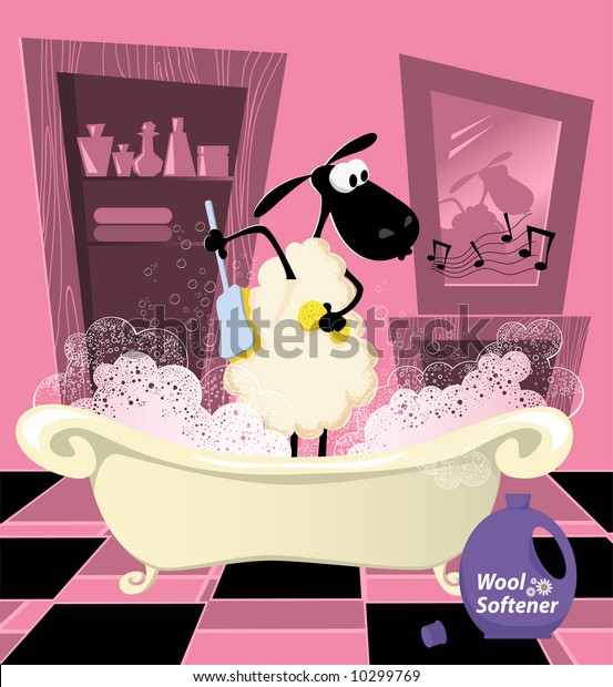 Humorous Illustration Sheep Taking Bath Using Stock Vector (Royalty ...