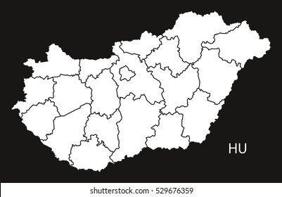 Hungary Counties Map Black White 스톡 벡터(로열티 프리) 529676359 | Shutterstock