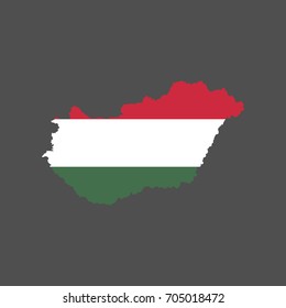 Hungary Flag Map On Grey Background Stock Vector (Royalty Free ...