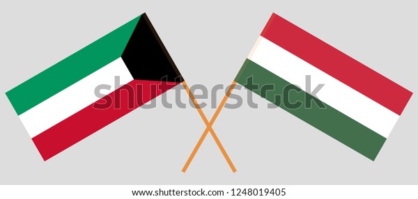 Hungary Kuwait Hungarian Kuwaiti Flags Official Stock Vector (Royalty ...