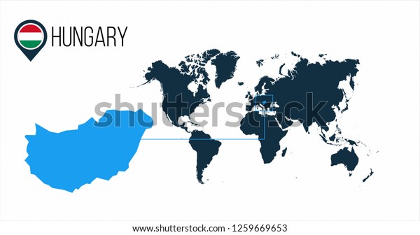 Hungary Location On World Map Infographics Stock Vector (Royalty Free ...
