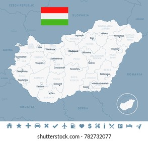 Hungary Map Flag High Detailed Vector Stock Vector (Royalty Free ...