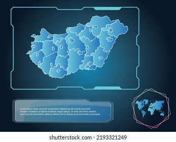 Hungary Map Infographic Technology Blue Color Stock Vector (Royalty ...