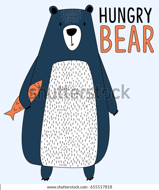 Hungry Bear Illustration Vector Print Design Stock Vector (Royalty Free ...