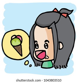 Hungry Girl Vector Character Stock Vector (Royalty Free) 1043803510 ...