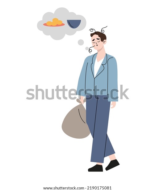 Hungry Man Thinking Food Vector Style Stock Vector (Royalty Free ...