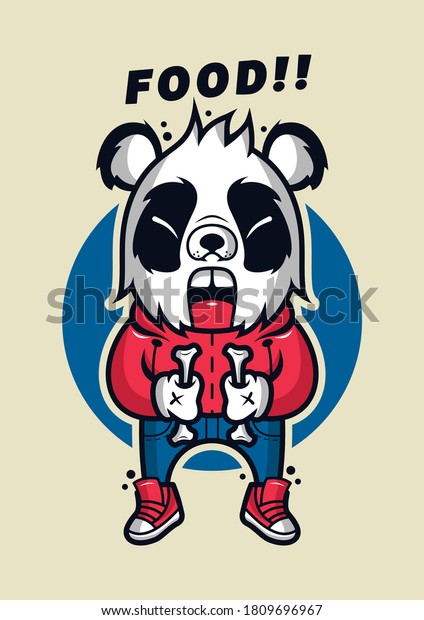 Hungry Panda Illustration Panda Tee Shirt Stock Vector (Royalty Free ...