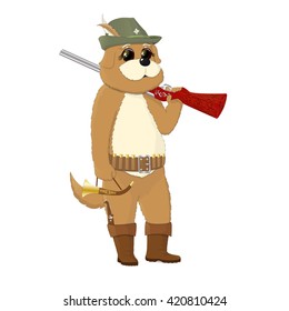 Hunter Dog Vector Cartoon Dog Gun Stock Vector (Royalty Free) 420810424 ...