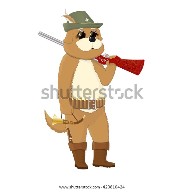 Hunter Dog Vector Cartoon Dog Gun Stock Vector (Royalty Free) 420810424 ...