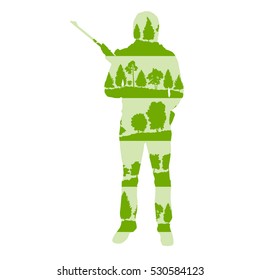 Hunter Silhouette Rifle Vector Background Concept Stock Vector (Royalty ...