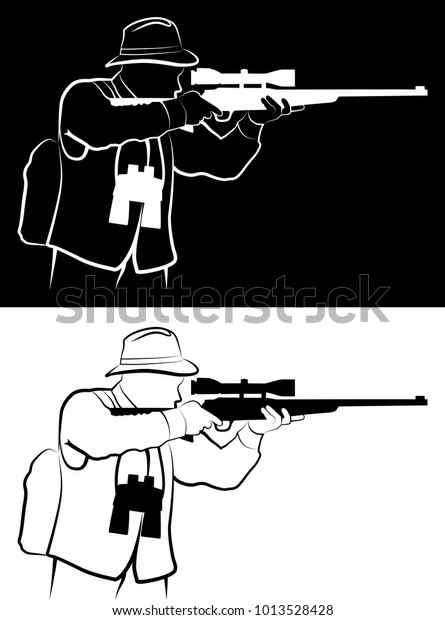 Hunter Taking Aim Clip Art Illustration Stock Vector (Royalty Free ...