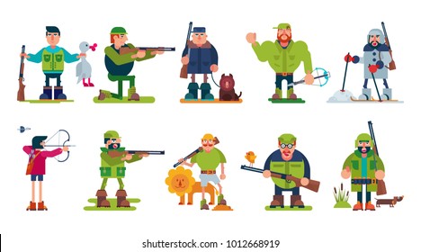 Hunter Vector Cartoon Character Huntsman Hunting Stock Vector (Royalty ...