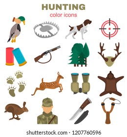 Hunting Color Vector Icons Set Flat Stock Vector (Royalty Free ...