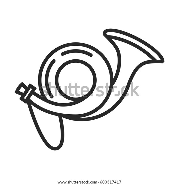 Hunting Horn Vector Icon Simple Outline Stock Vector (Royalty Free ...
