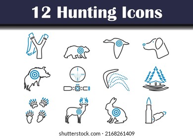 Hunting Icon Set Editable Bold Outline Stock Vector (Royalty Free ...