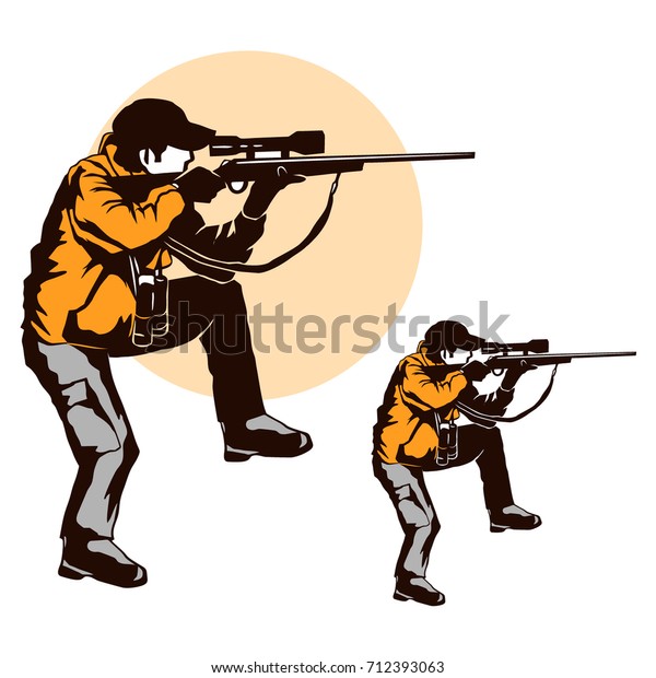 Hunting Man Rifle Stock Vector (Royalty Free) 712393063
