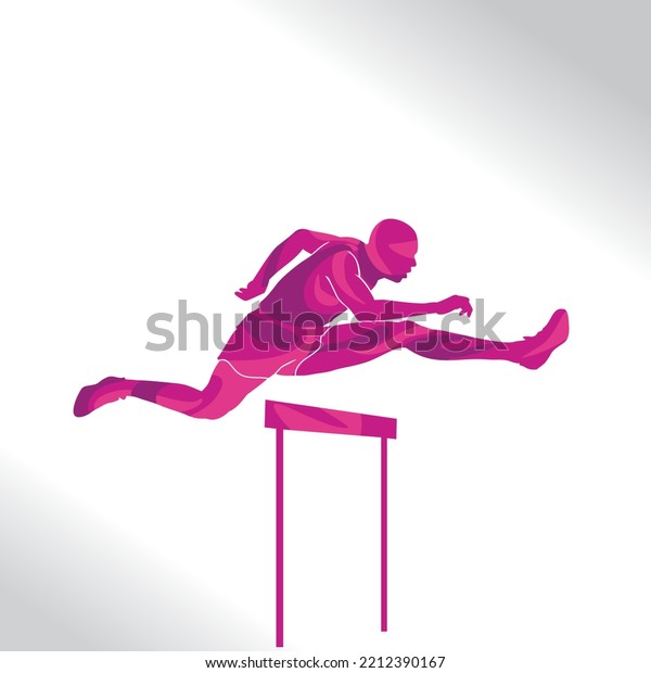 Hurdling Athlete Jumping Over Obstacle Mosaic Stock Vector (Royalty ...