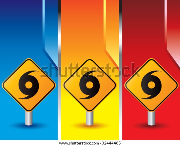 Hurricane Warning Signs On Colored Banners Stock Vector (Royalty Free ...