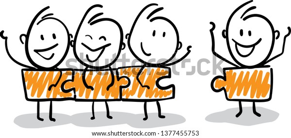 Hurry Team Puzzle Doodle Style Vector Stock Vector (Royalty Free ...
