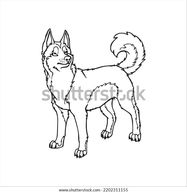 Husky Line Art Husky Line Drawing Stock Vector (Royalty Free ...
