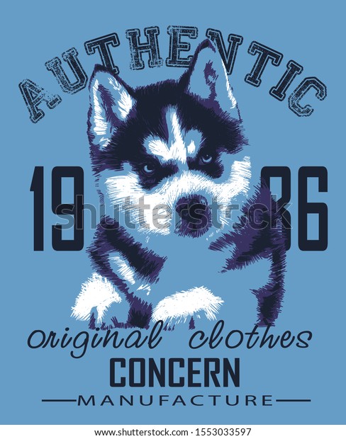 Husky Puppy Handwriten Words Vector Illustration Stock Vector (Royalty ...