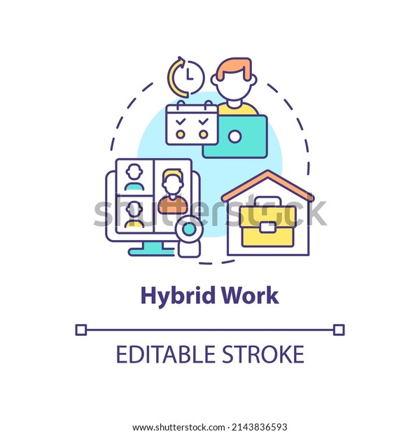 Hybrid Work Concept Icon Flexible Shifts Stock Vector (Royalty Free ...