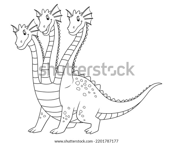Hydra Cartoon Illustration Bw Stock Vector (Royalty Free) 2201787177 ...