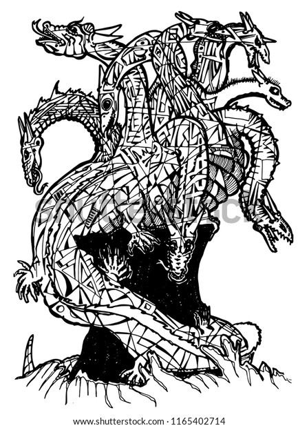 Hydra Coloring Page Abstract Drawing Stock Vector (Royalty Free) 1165402714