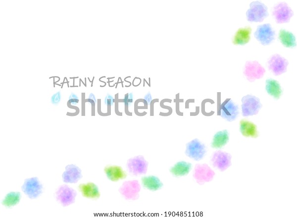 Hydrangea Raindrops Line Illustration Stock Vector (Royalty Free ...
