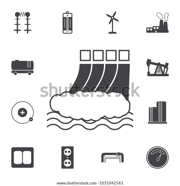 Hydro Power Station Icon Set Energy Stock Vector (Royalty Free) 1031042563