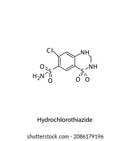 Hydrochlorothiazide Molecular Structure Flat Skeletal Chemical Stock ...