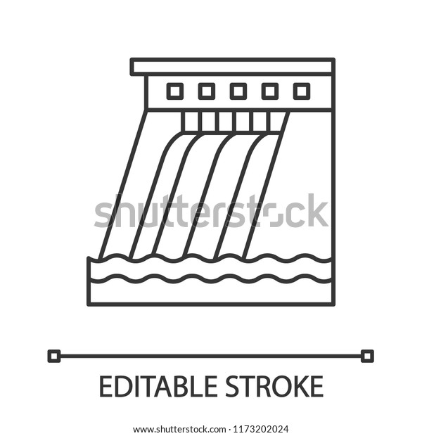 Hydroelectric Dam Linear Icon Water Energy Stock Vector (Royalty Free ...